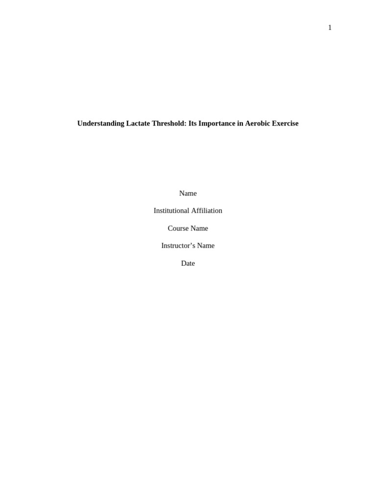 Lactate Threshold Pdf