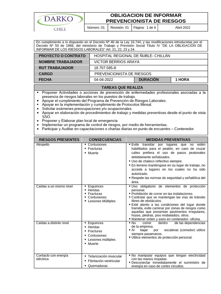 ODI Prevencionista de Riesgos (2459) | PDF