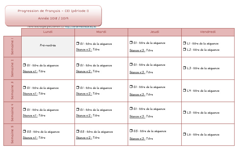 Progression Francais Copie | PDF