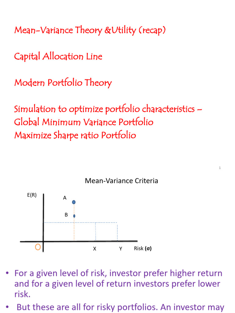 4.1 MPT and Index Models | PDF
