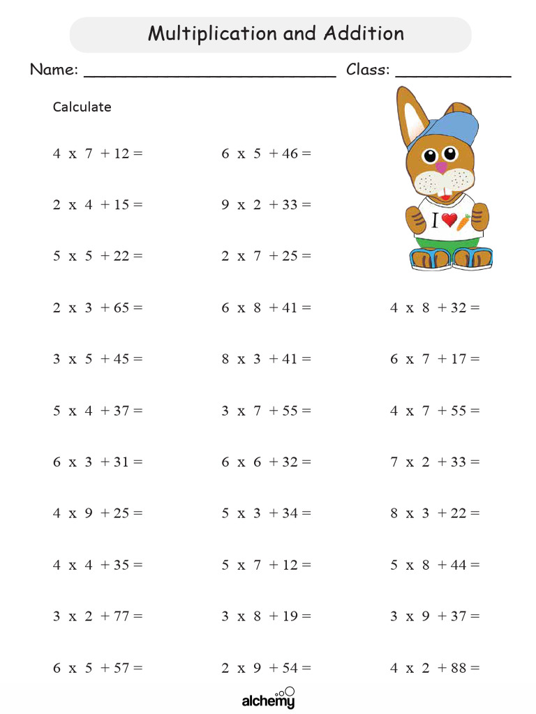 Primary Maths Worksheet (Multiplication and Addition) | PDF