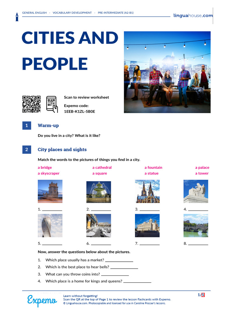 Cities and People British English Student A2 B1 | PDF