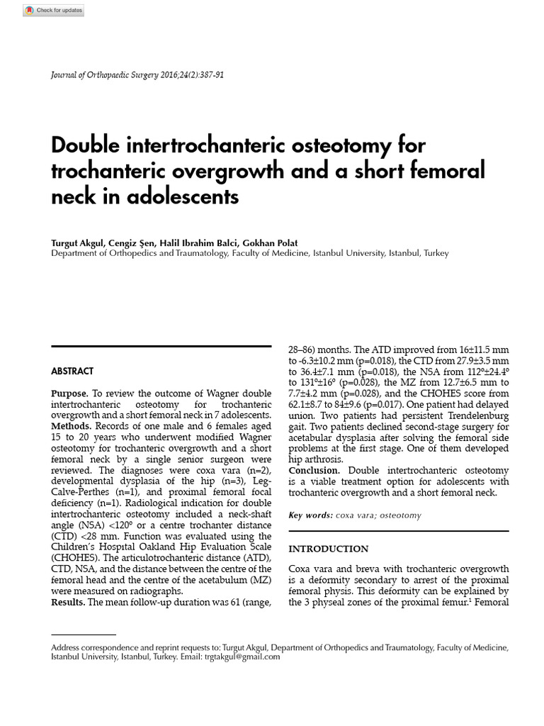 Akgul Et Al 2016 Double Intertrochanteric Osteotomy For Trochanteric ...