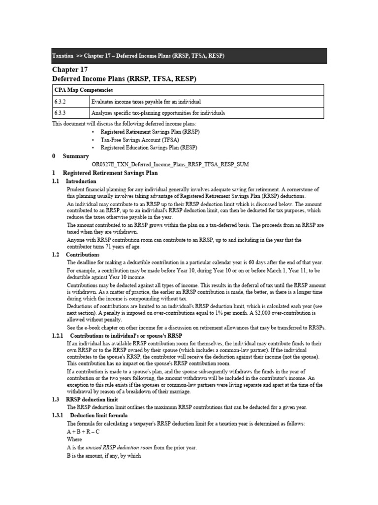 Tax Chapter 17 Deferred Income Plans | PDF