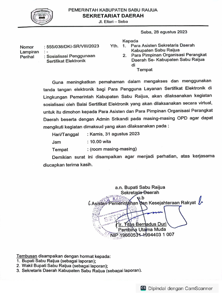Undangan Sosialisasi Tanda Tangan Elektronik | PDF