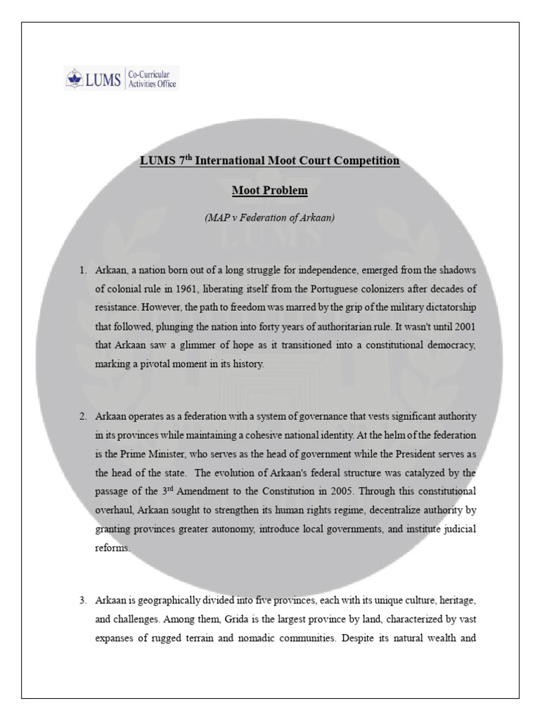 LUMS 7th International Moot Court Competition | PDF