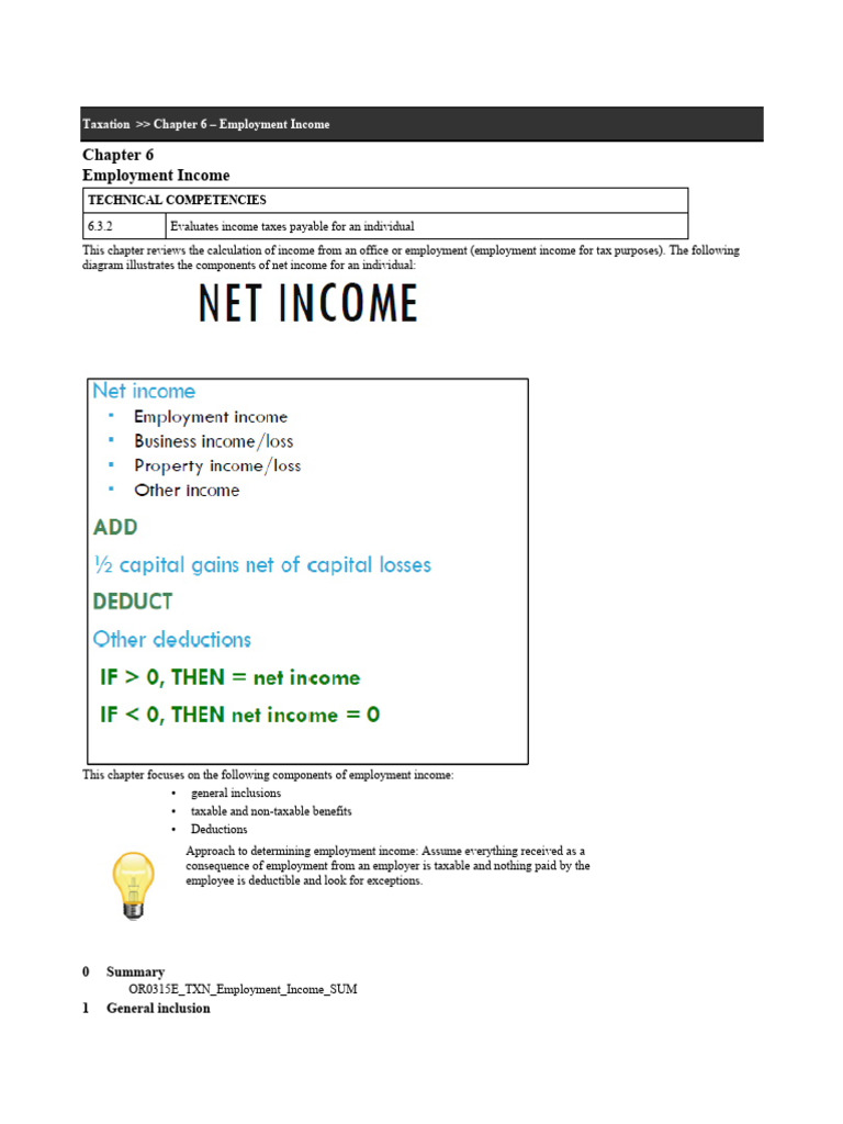 Tax Chapter 6 Employment Income | PDF