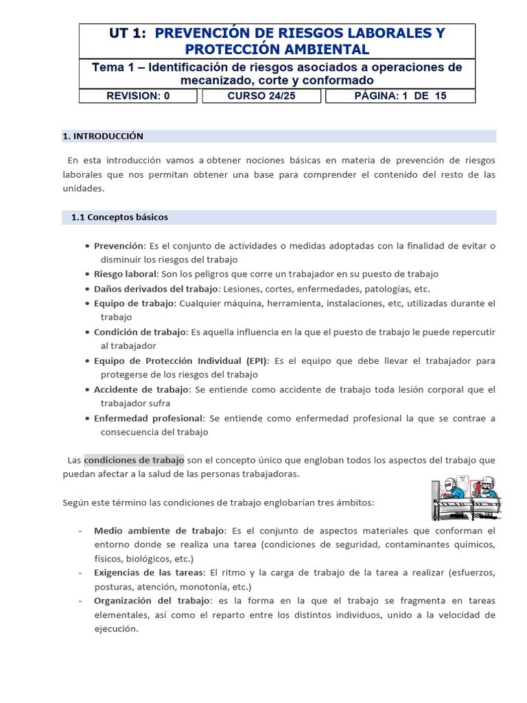 U.T.1 Tema 1 - Identificación de riesgos asociados a operaciones de mecanizado, corte y ...
