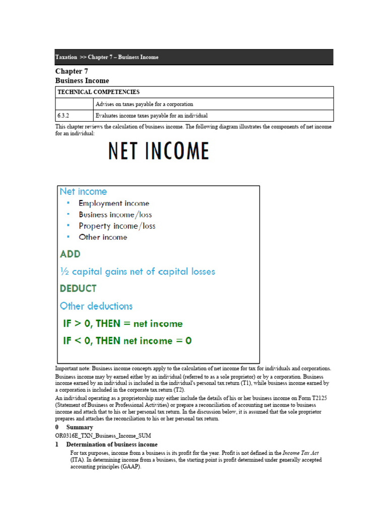 Tax Chapter 7 Business Income | PDF