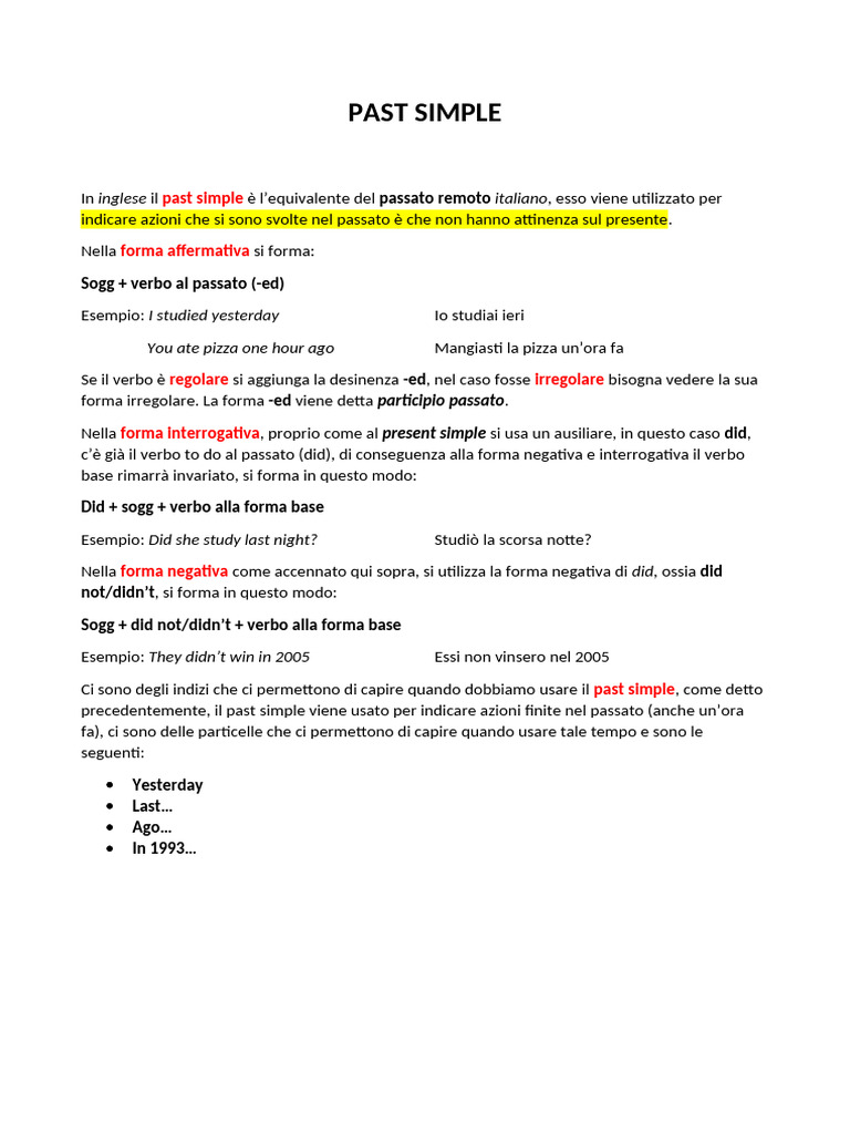 Past Simple | PDF