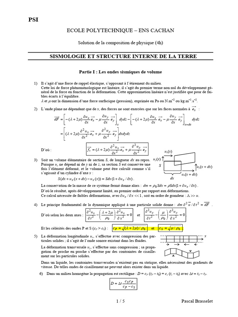 corrige1-physique-1-X-PSI-2003-Ondes de Love | PDF