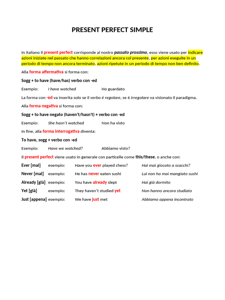 Present Perfect Simple | PDF