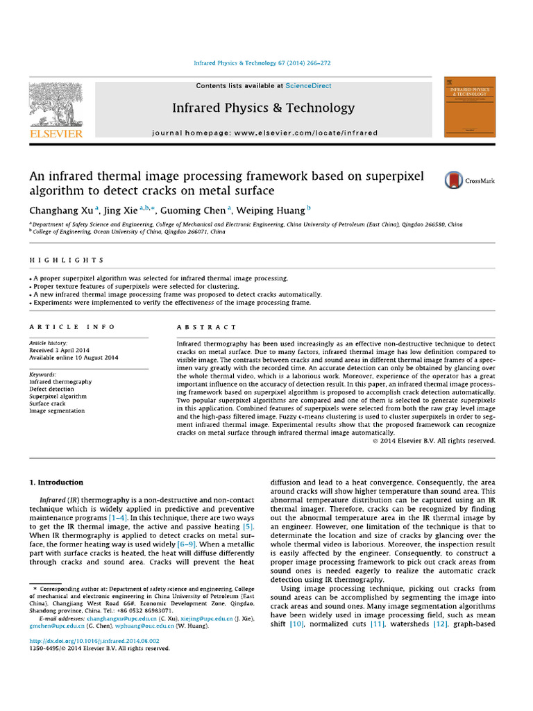 Article - An Infrared Thermal Image Processing Framework Based On Superpixel Algorithmto Detect ...