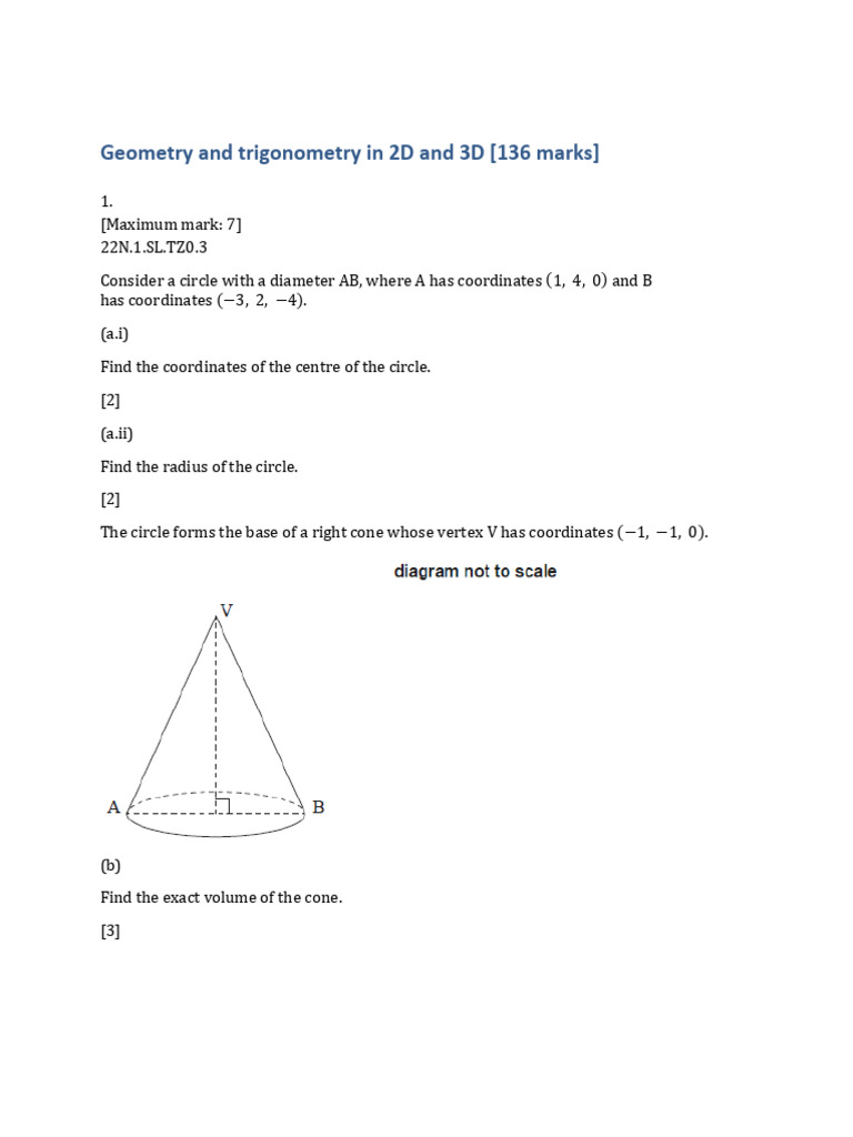 Geometry and Trigonometry in 2D and 3D Review | PDF