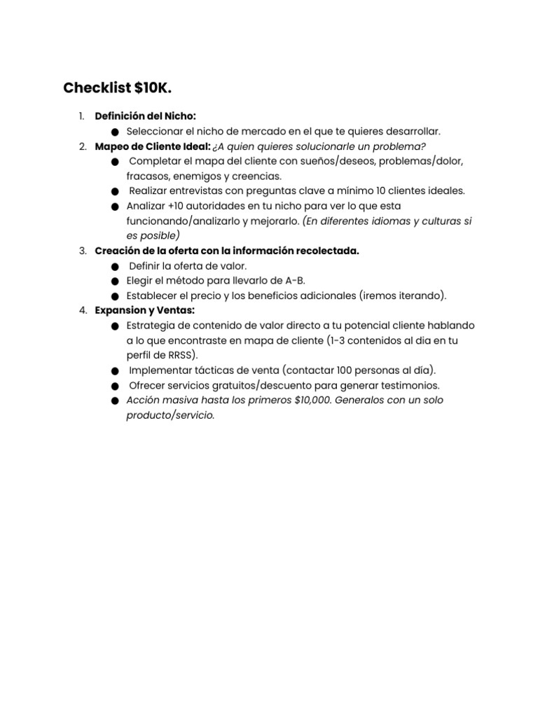 Checklist 10K. | PDF