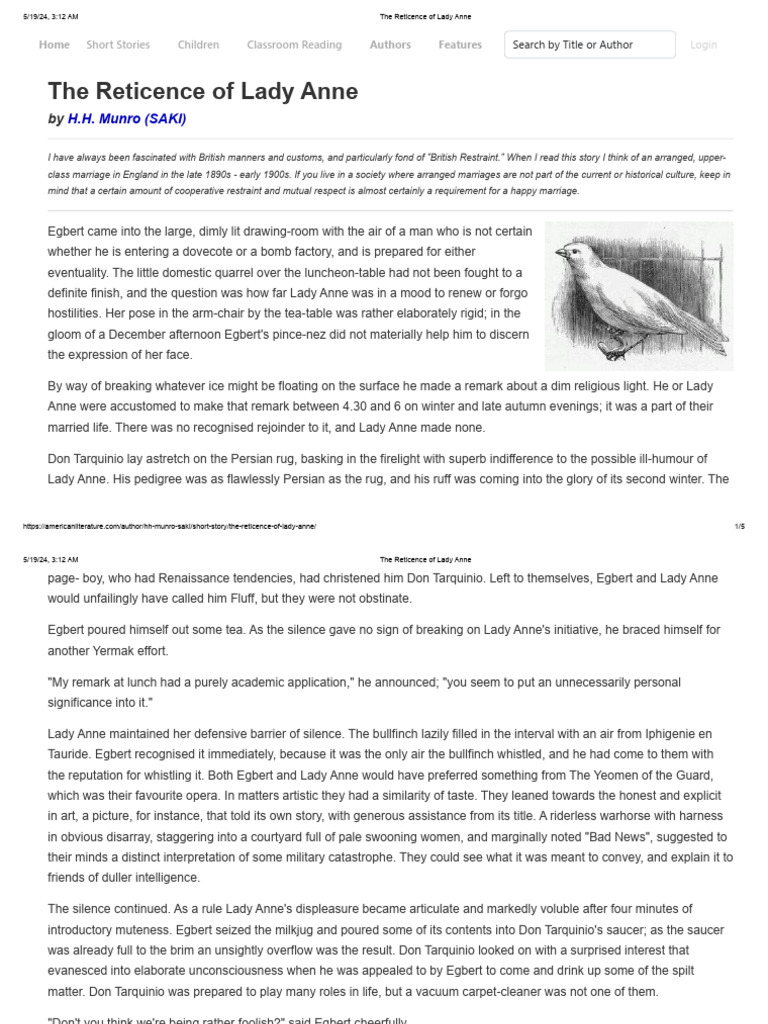 The Reticence of Lady Anne | PDF