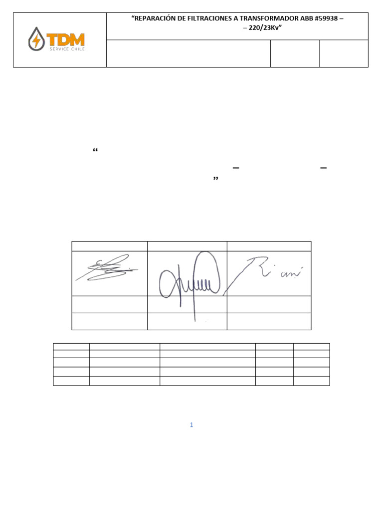 PT-TDM-43-Reparación de Filtraciones A Transformador ABB-RT CODELCO | PDF