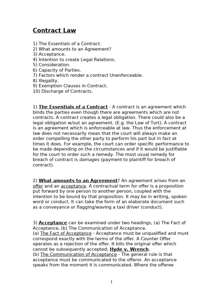 Contract Law - Essentials! | PDF