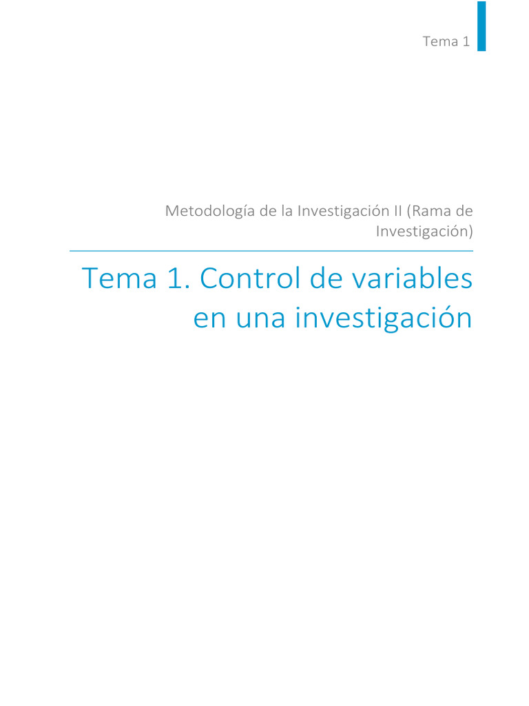 Control de Variables en Investigación | PDF | Método científico ...