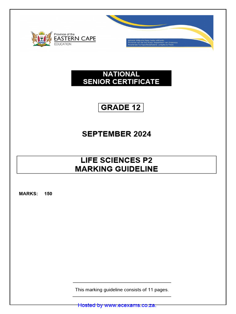 Life Sciences p2 Gr12 Memo Sept2024 - English | PDF