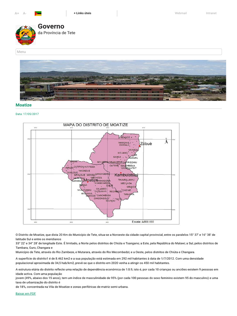 Moatize - Perfil Dos Distritos - A Provincia - Início - Portal Do ...