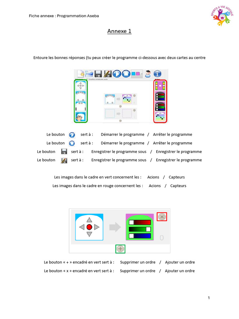 Fiche Annexe Programmation Aseba | PDF