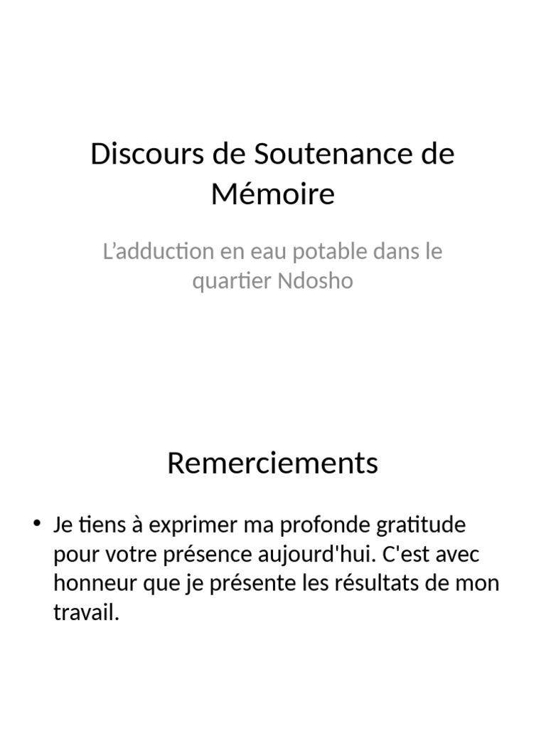 Discours de Soutenance Mémoire | PDF