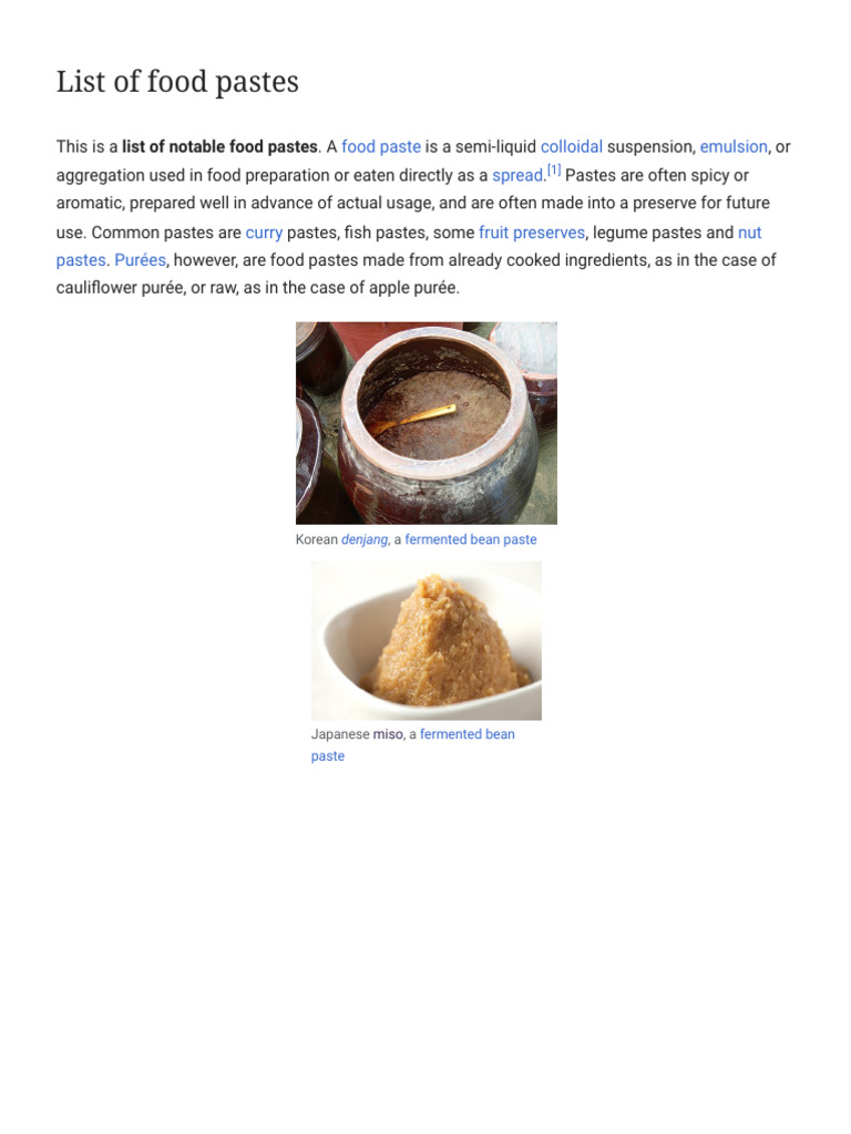 List of Food Pastes | PDF