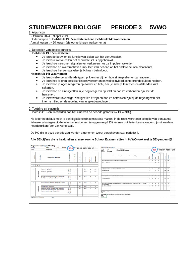 Studiewijzer en Antwoordenboek Vwo 5 Periode 3 2023-2024 H13H14 | PDF