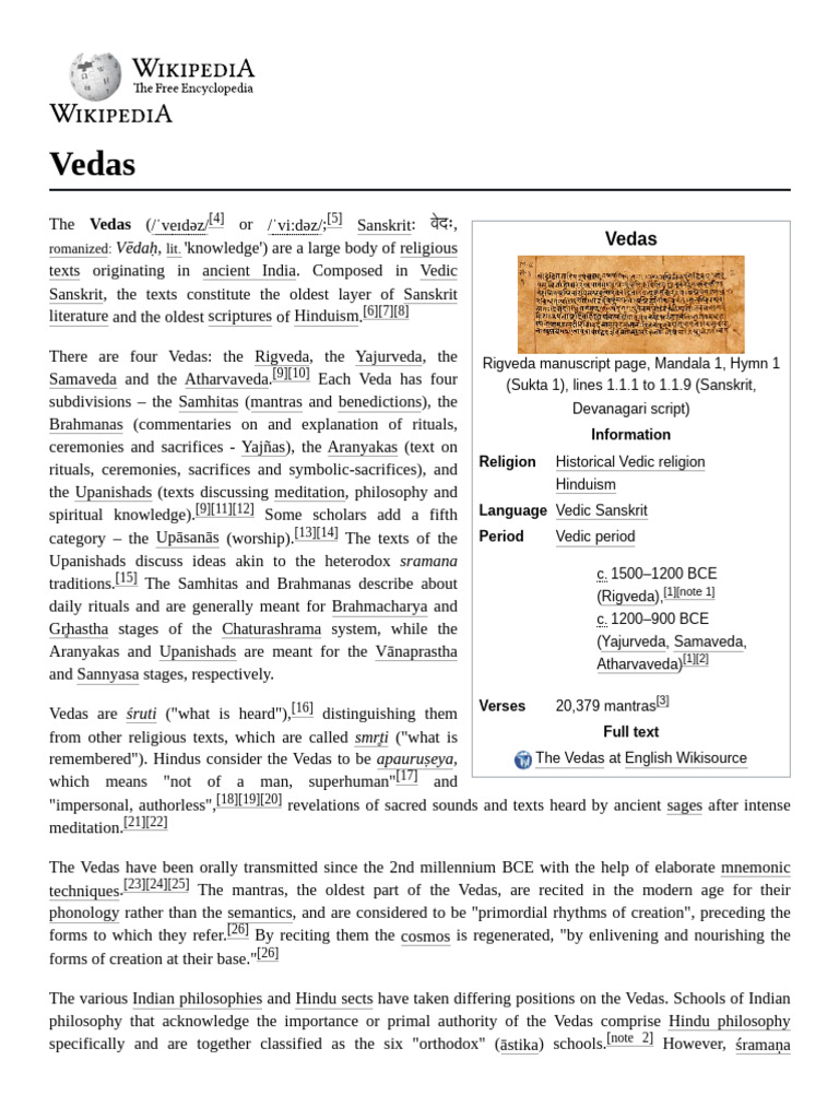 Dasa - Vedas - Wikipedia | PDF