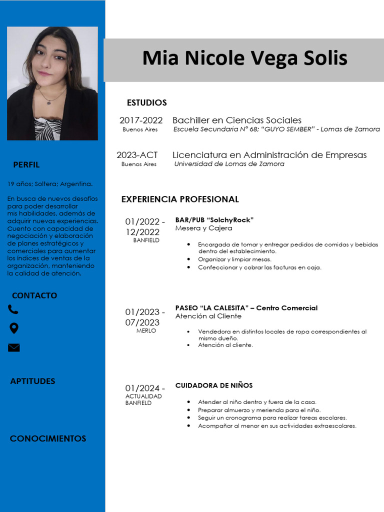 CV Mia Nicole Vega Solis PDF | PDF | Negocios | Crecimiento personal y profesional