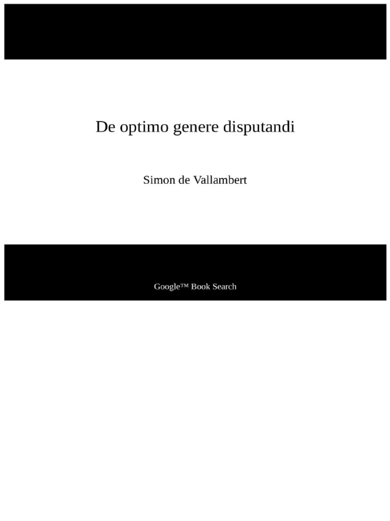 De Optimo Genere Disputandi | PDF