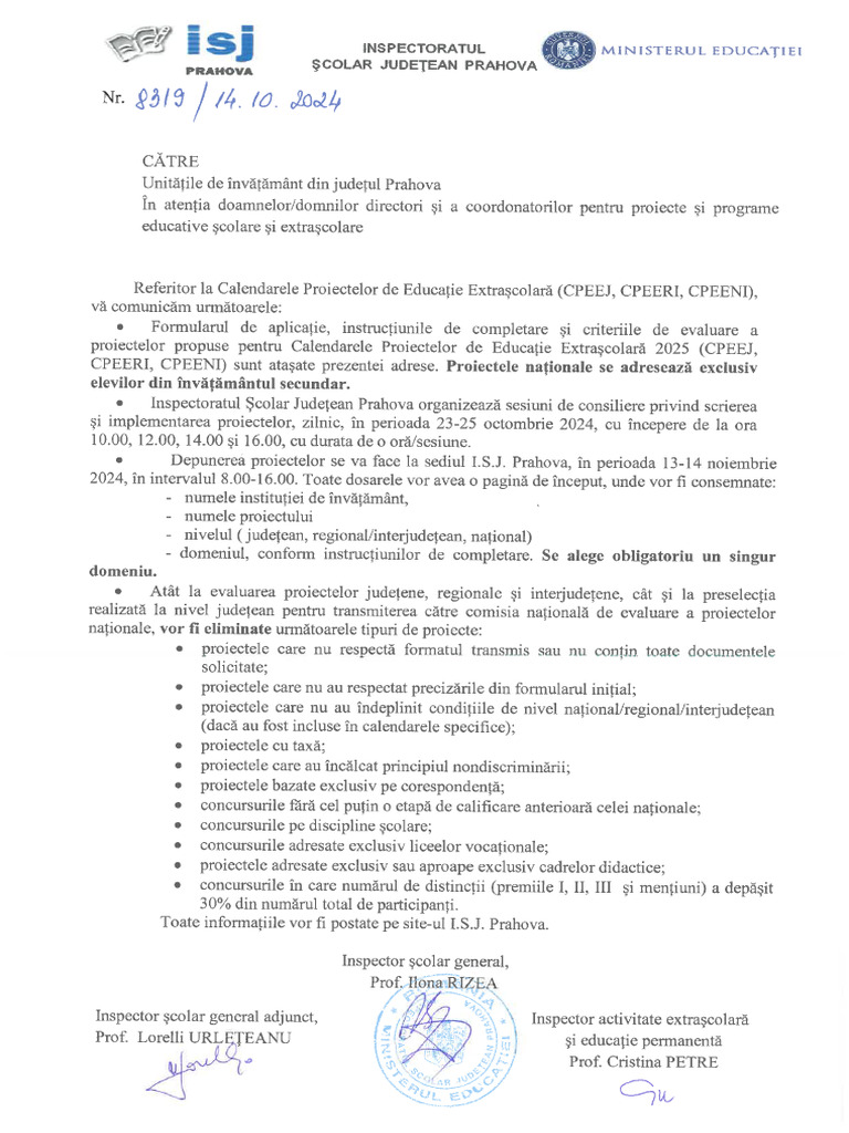 Calendar Proiecte Educationale | PDF