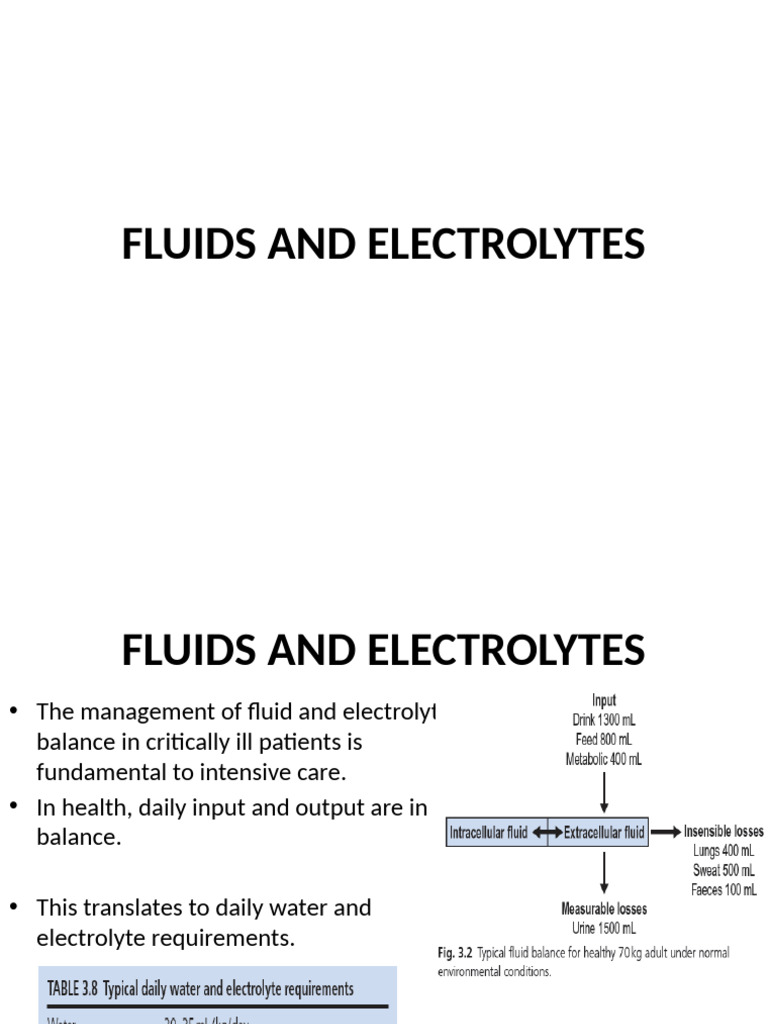 Fluids,Electrolyte & Nutrition | PDF