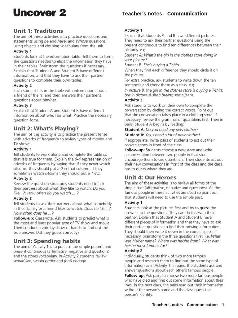 Communication Teacher's Notes | PDF