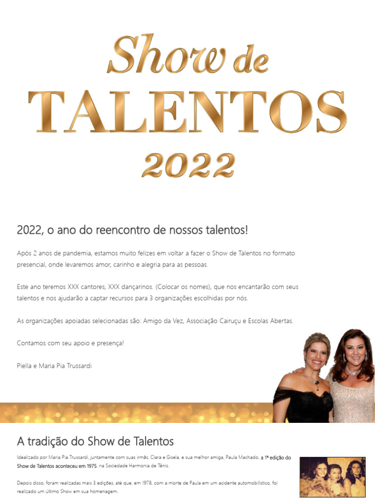 Show de Talentos 2022 - BA | PDF