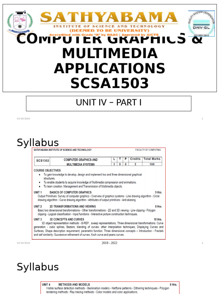 Unit Iv - Part I | PDF | Pixel | Teaching Methods & Materials