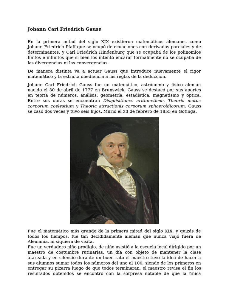 Johann Carl Friedrich Gauss | PDF