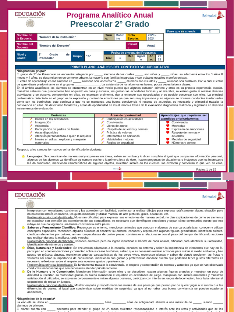 Programa Analitico 2° | PDF