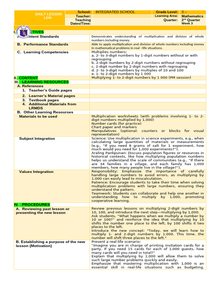 Math Q2 W3 Day 5 Format | PDF