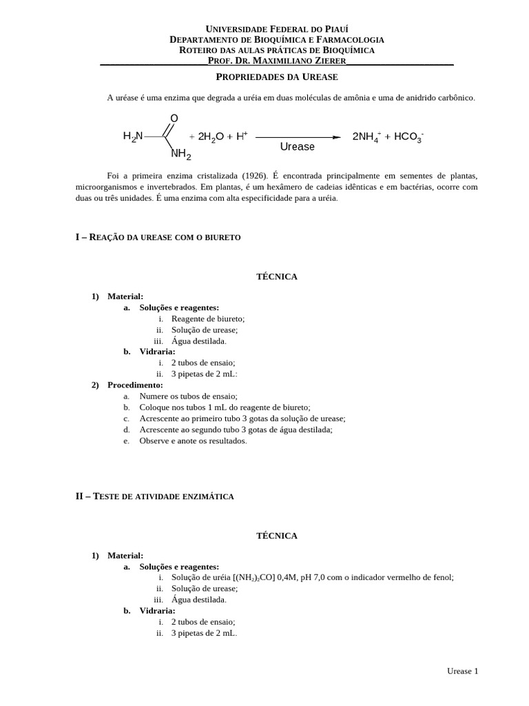Aula Prática - Enzimas-Urease | PDF