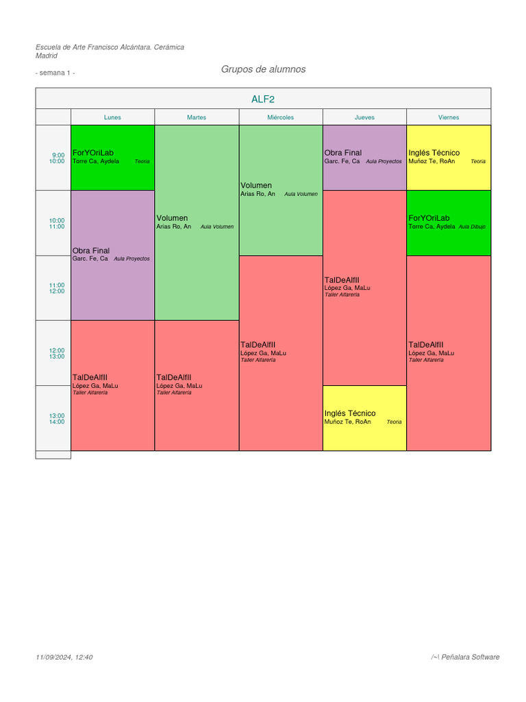 2425-HORARIOS-DEFINITIVOS ALF2 s1 | PDF