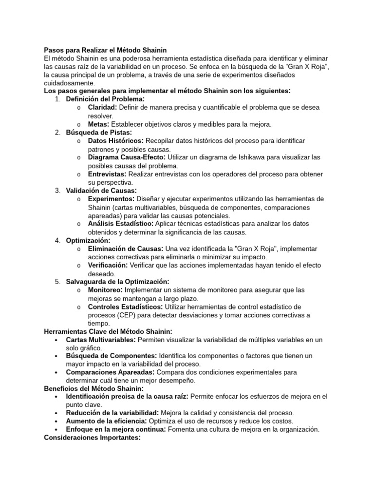 Pasos para Realizar El Método Shainin | PDF