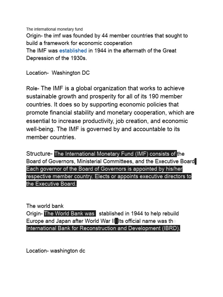 The International Monetary Fund | PDF