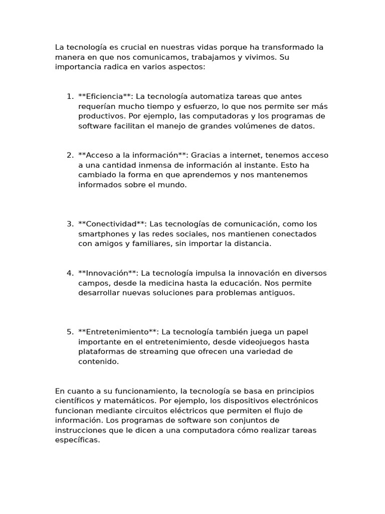 Importancia de la Tecnología en la Vida | PDF