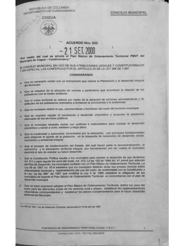 Acuerdo 22 21 Sep 2000 - Concejo | PDF