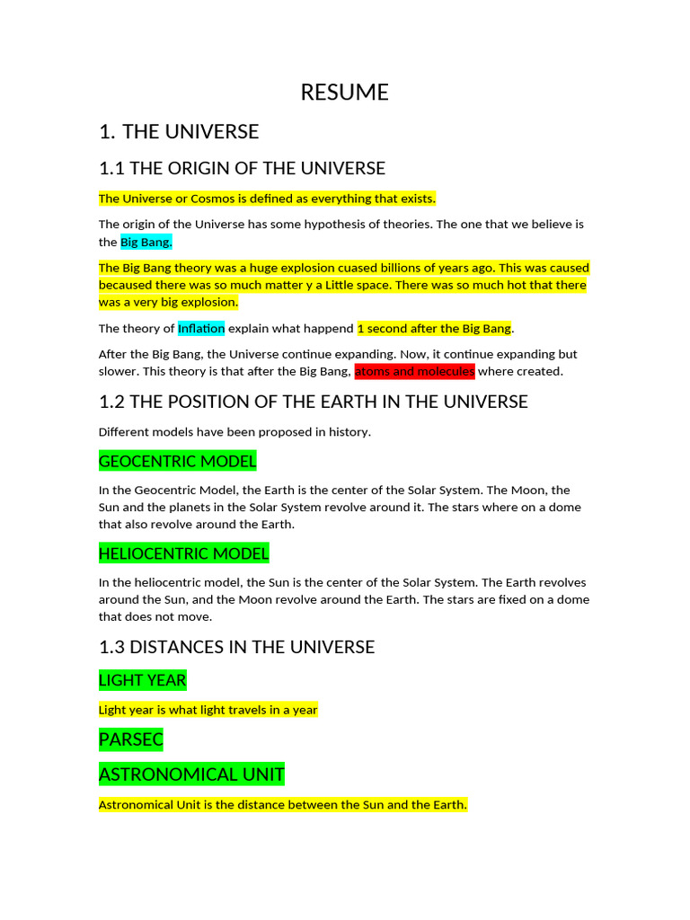 Tema 4 THE EARTH IN THE UNIVERSE | PDF
