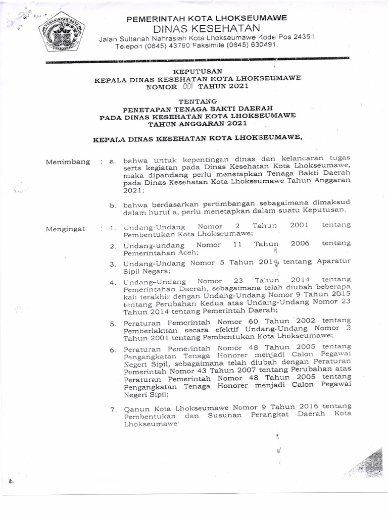 S2021. Penetapan TBD No.001 | PDF