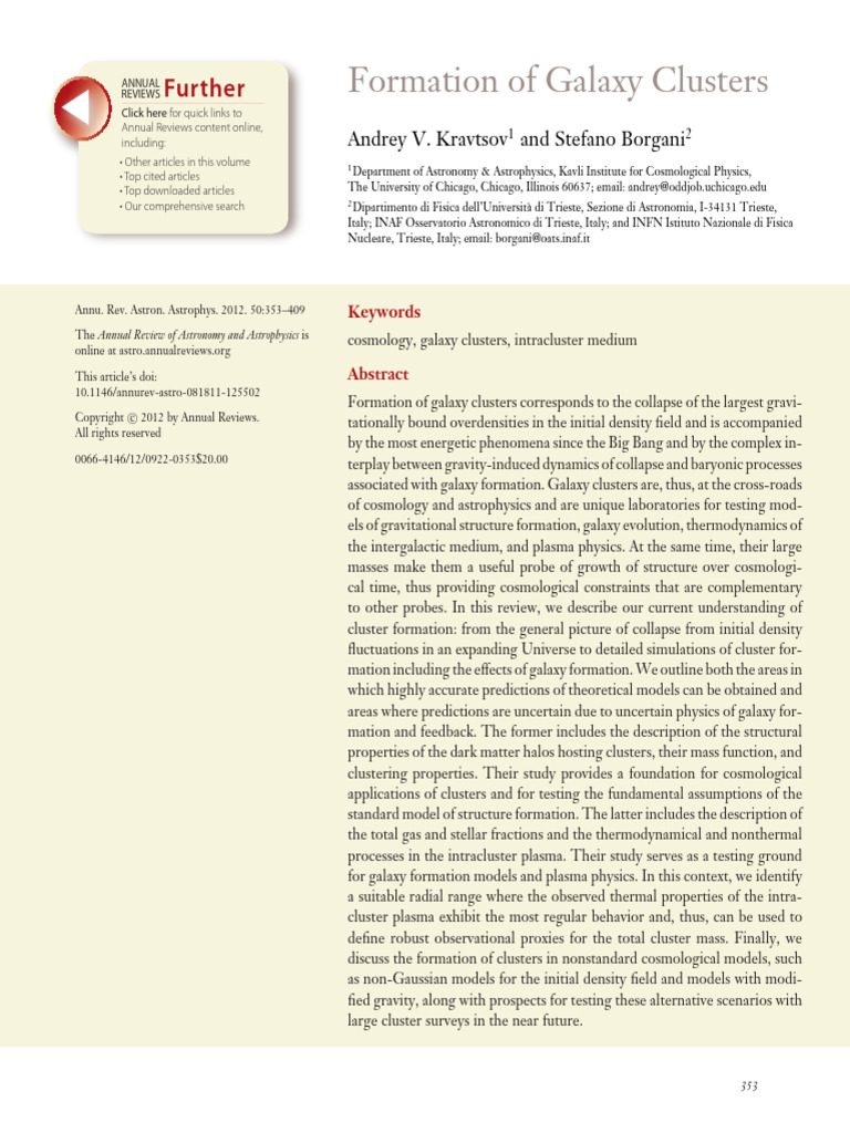 Understanding Galaxy Cluster Formation | PDF | Galaxy | Physical Cosmology