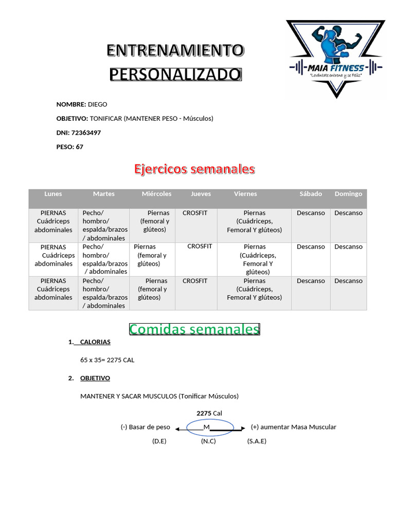 Entremaniento Personalizado RANDY | PDF